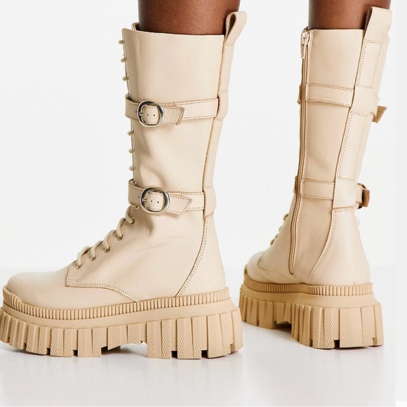 ASOS | Shoes | Asos Design Cosmic Premium Leather Chunky Lace Up Boots ...